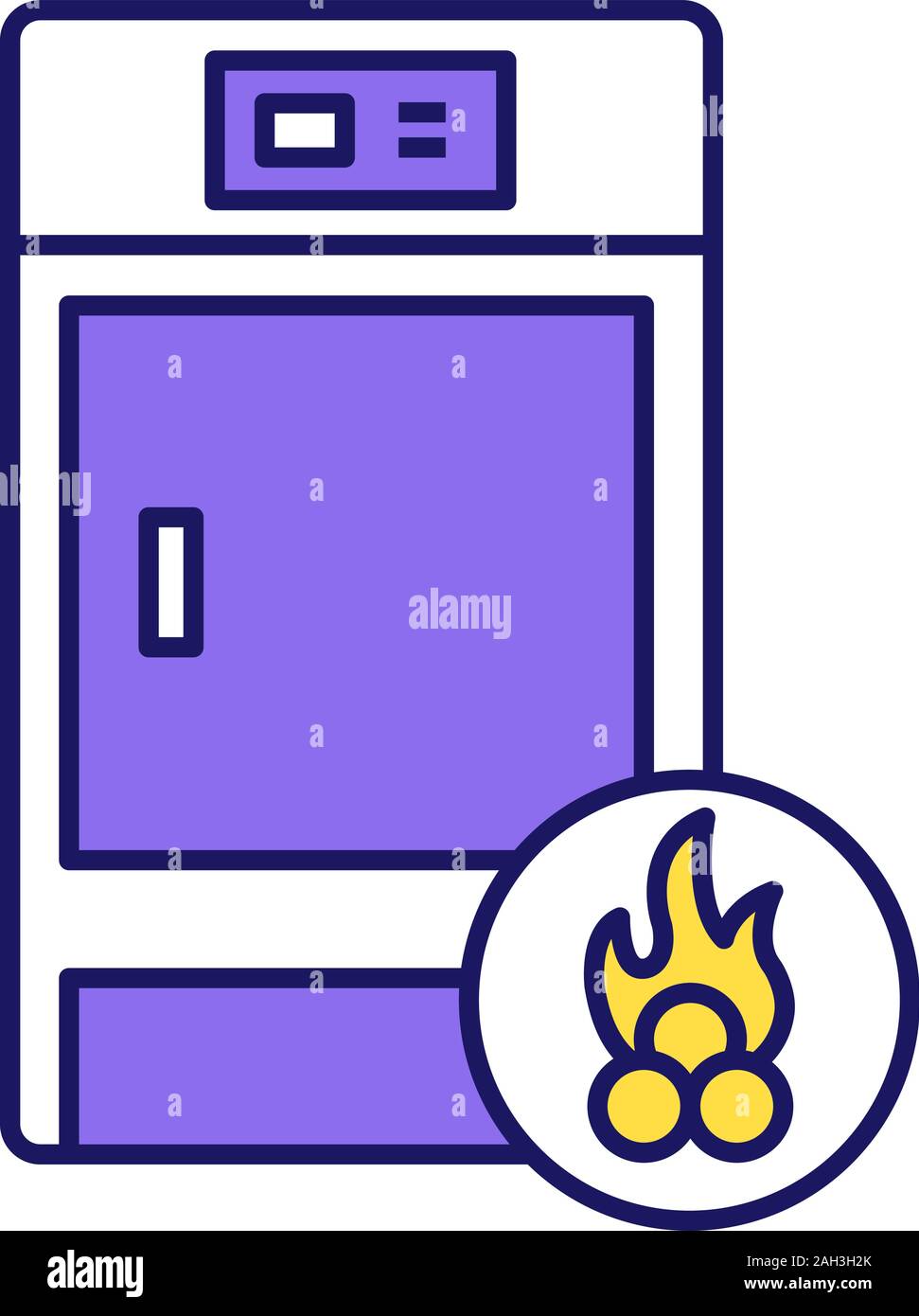 Solid fuel boiler color icon. House central heater. Firewood boiler ...