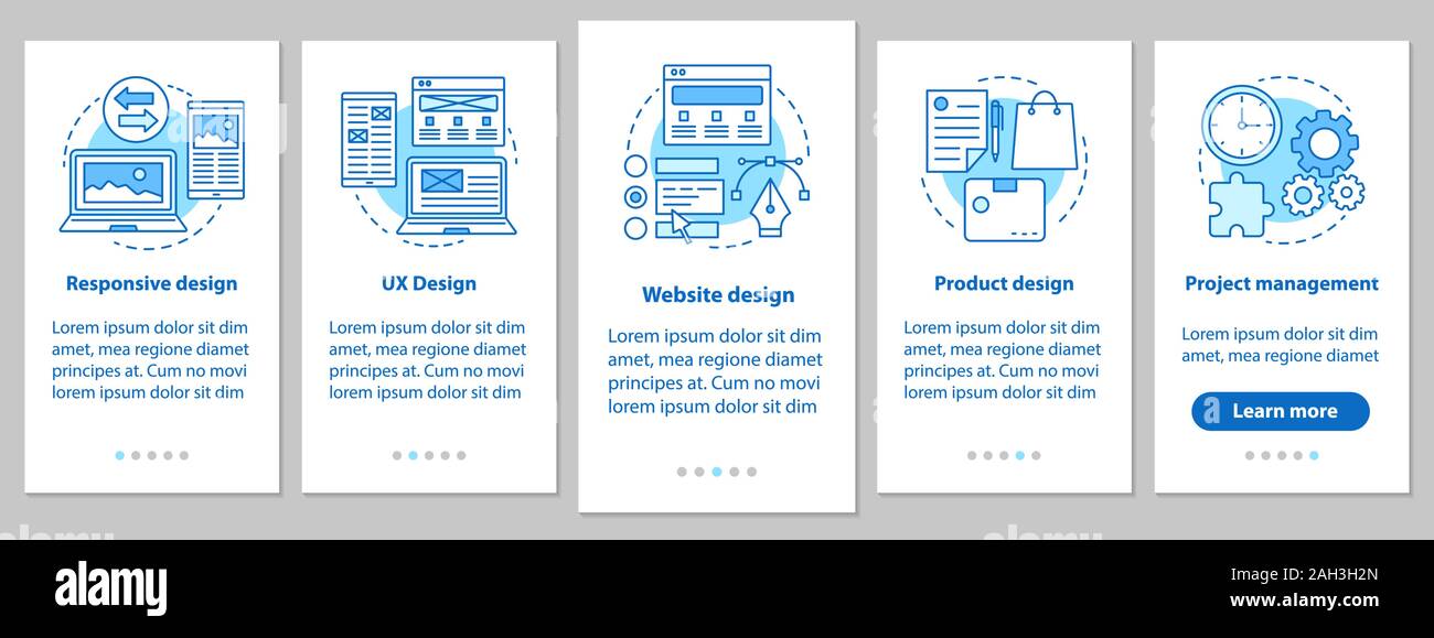 Web design onboarding mobile app page screen with linear concepts ...