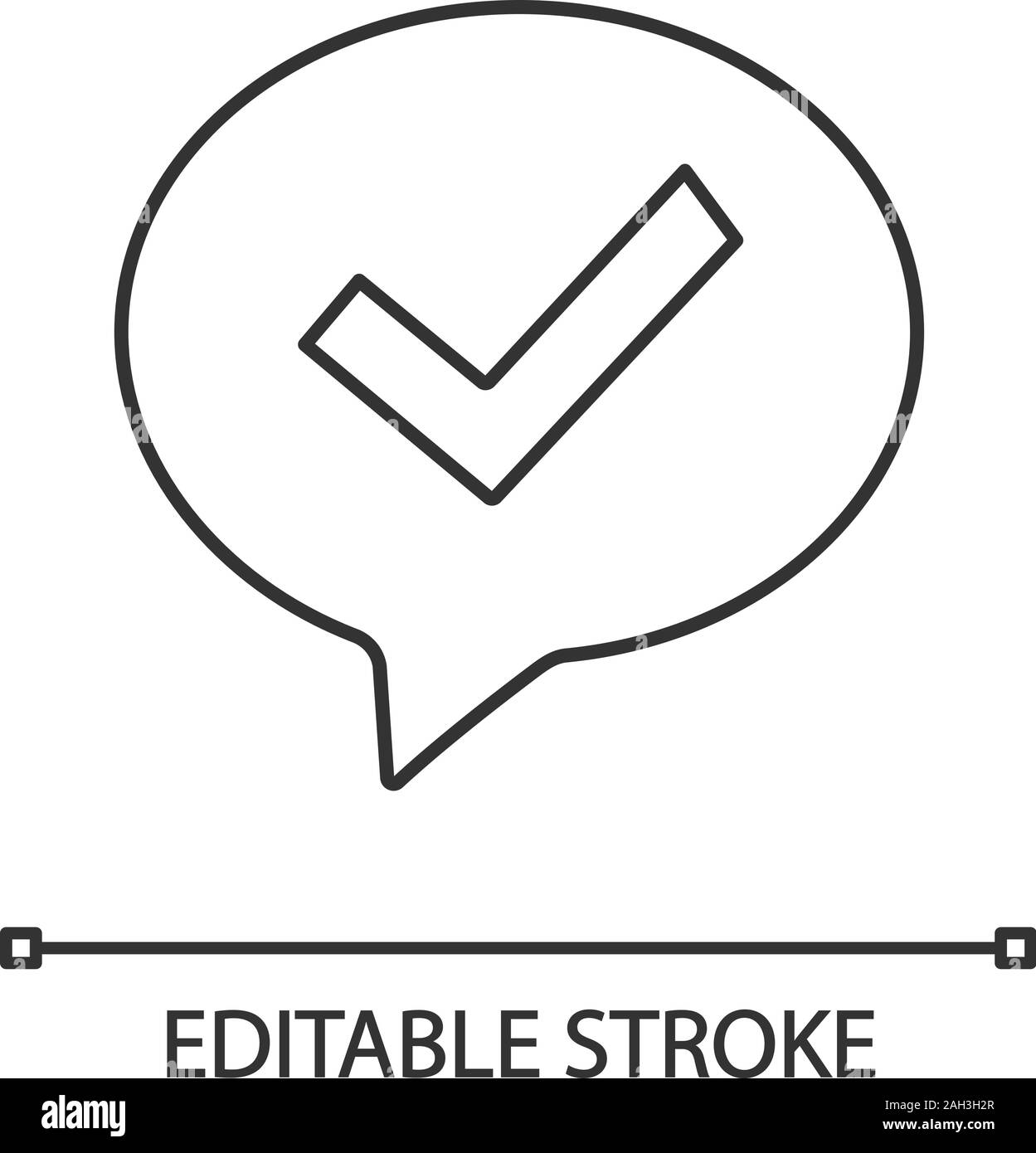 Approved chat linear icon. SMS verification. Confirmation dialog. Thin ...