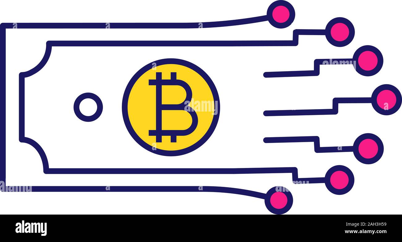 Digital money color icon. Bitcoin. Cryptocurrency. E-payment. Paper ...