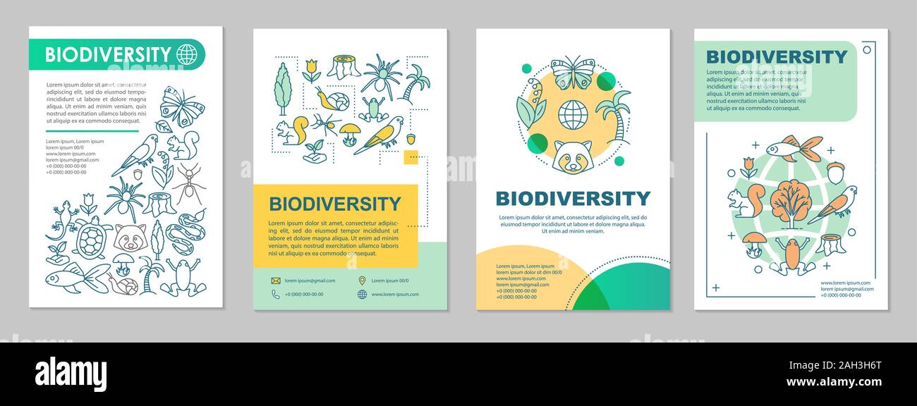 Biodiversity brochure template layout. Flora and fauna. Animals and ...