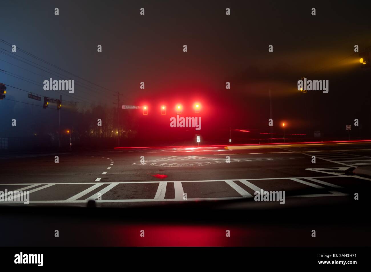 Fast night driving on highway, view from inside of a car Stock Photo ...