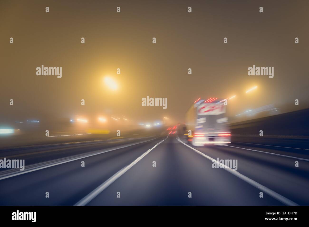 Fast night driving on highway, view from inside of a car Stock Photo ...