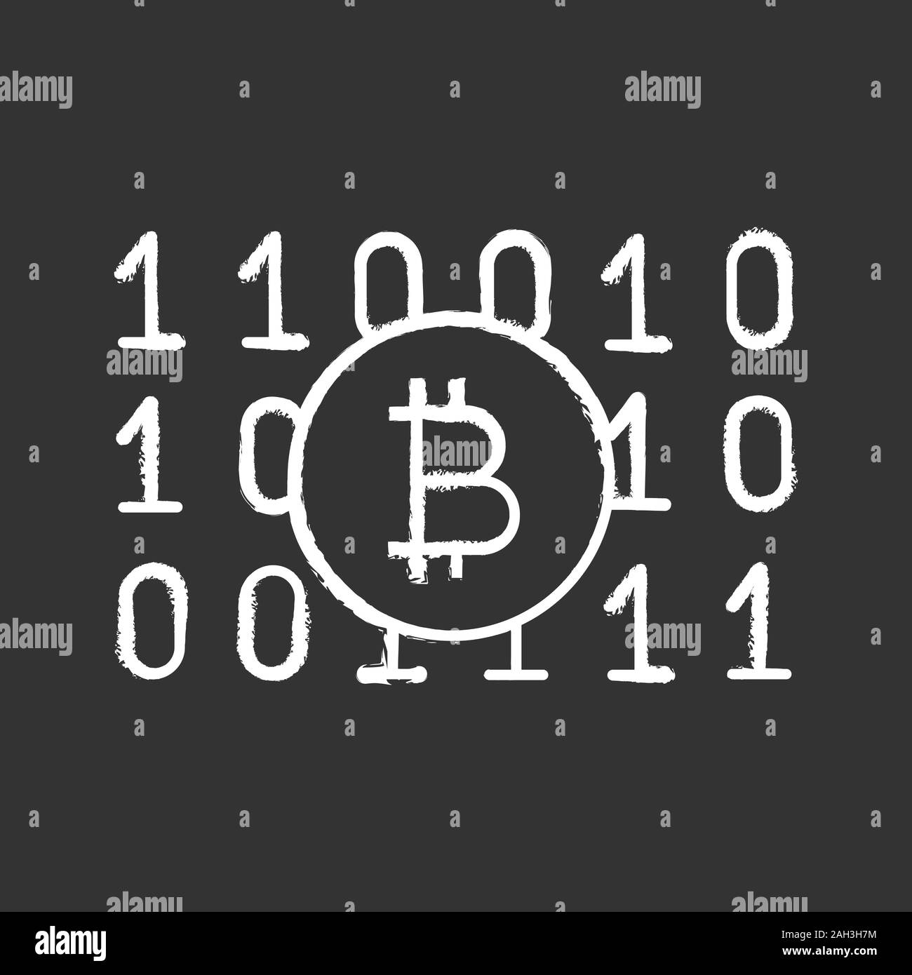 Binary Code Chalk Icon Cryptocurrency Mining Digital Money Computing