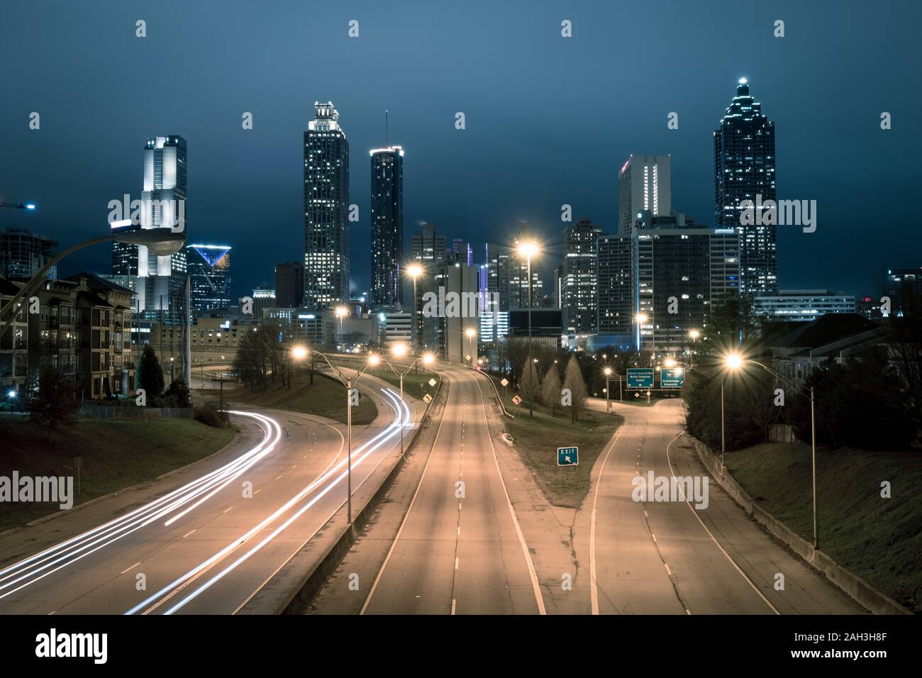 Atlanta city night panoramic view skyline, Georgia, USA Stock Photo - Alamy