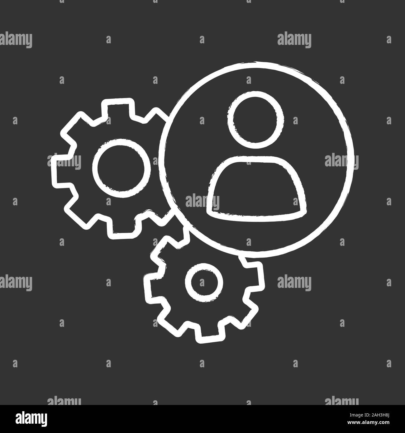 HR management chalk icon. Teamwork. Human resources. Business mechanism ...