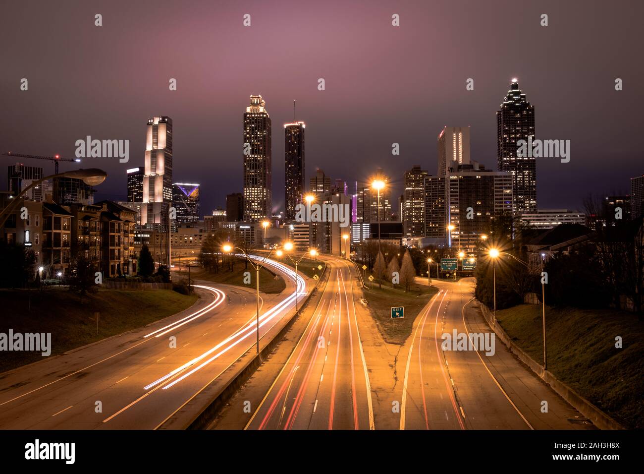 Atlanta city night panoramic view skyline, Georgia, USA Stock Photo - Alamy