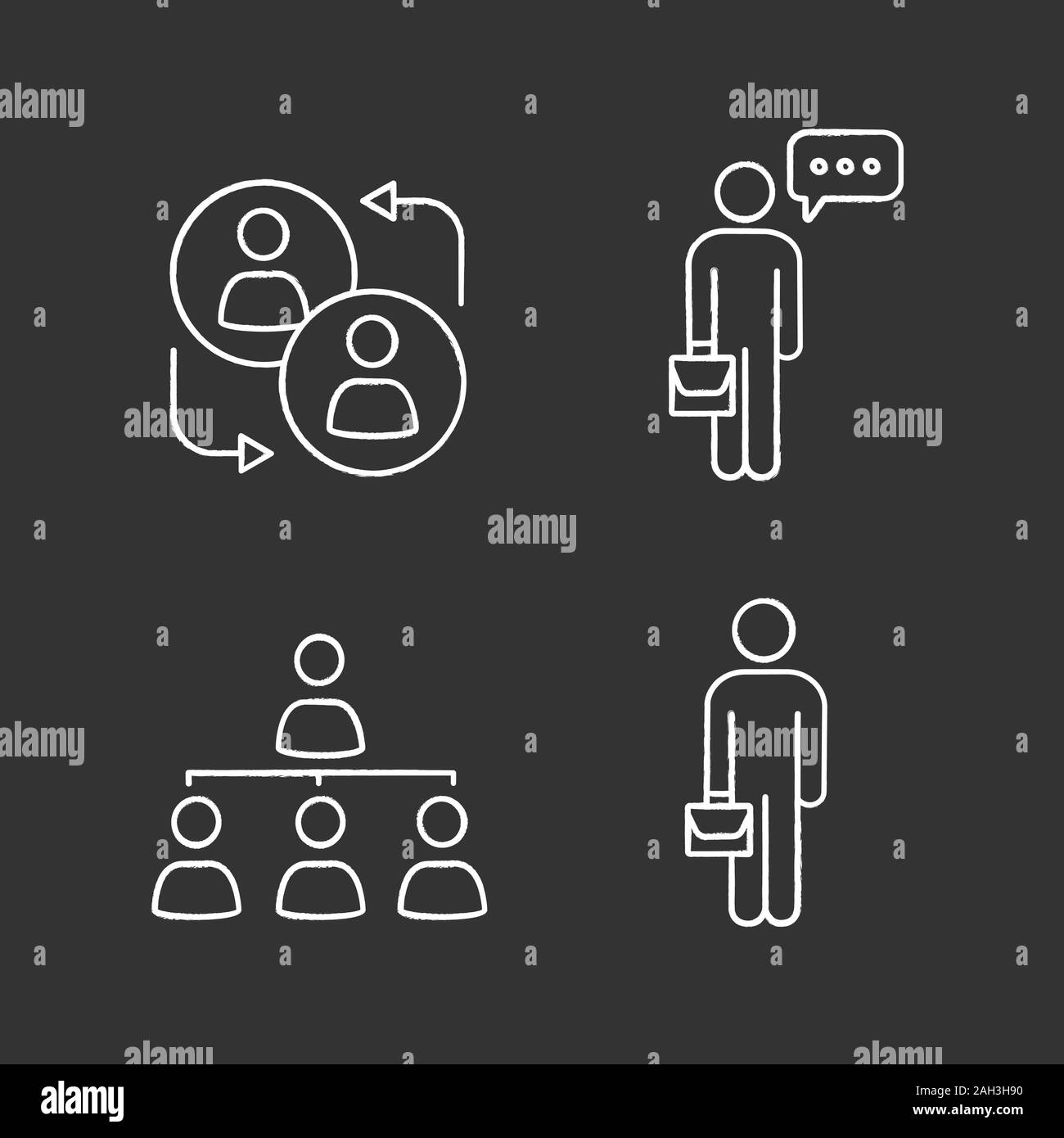 Business management chalk icons set. Partnership, businessman thinking ... Business management chalk icons set. Partnership, businessman thinking ...