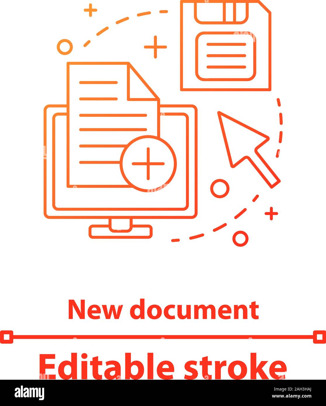 New document concept icon. Text editor. Add file idea thin line ...