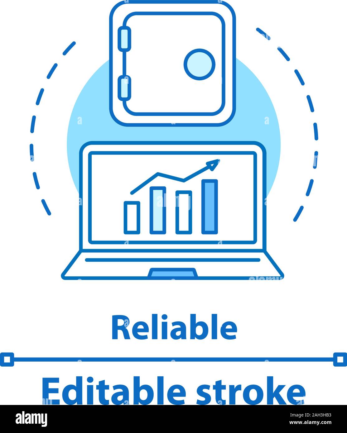 Reliable banking service concept icon. Stock market growth idea thin ...