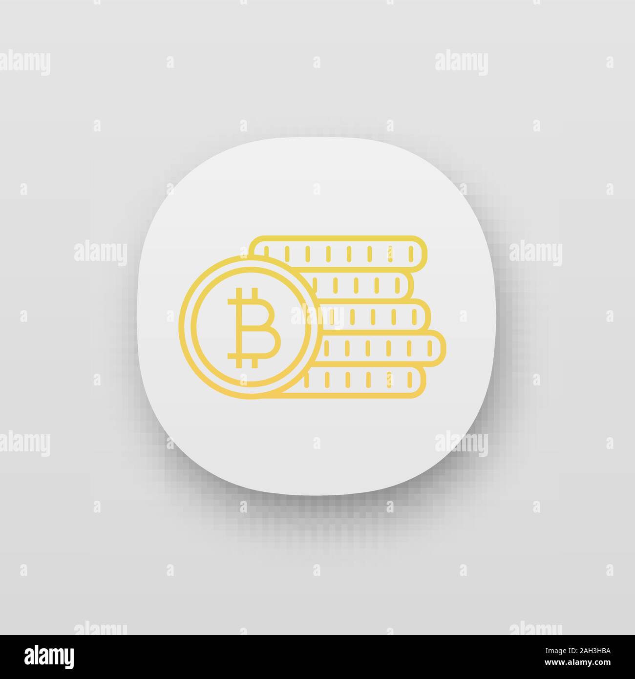 Bitcoin coins stack app icon. Cryptocurrency deposit. Digital money. UI ...