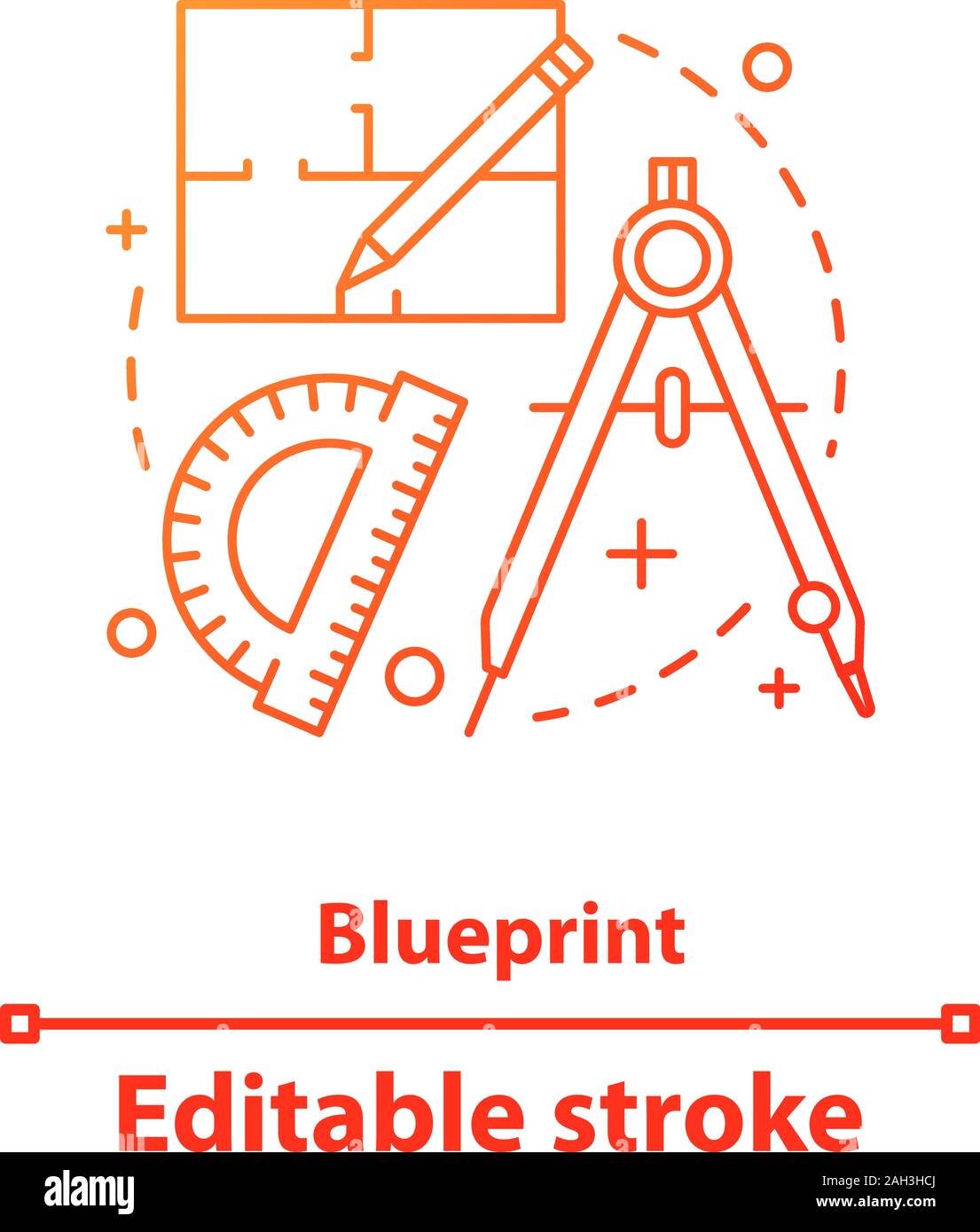 Blueprint concept icon. Flat plan design idea thin line illustration ...