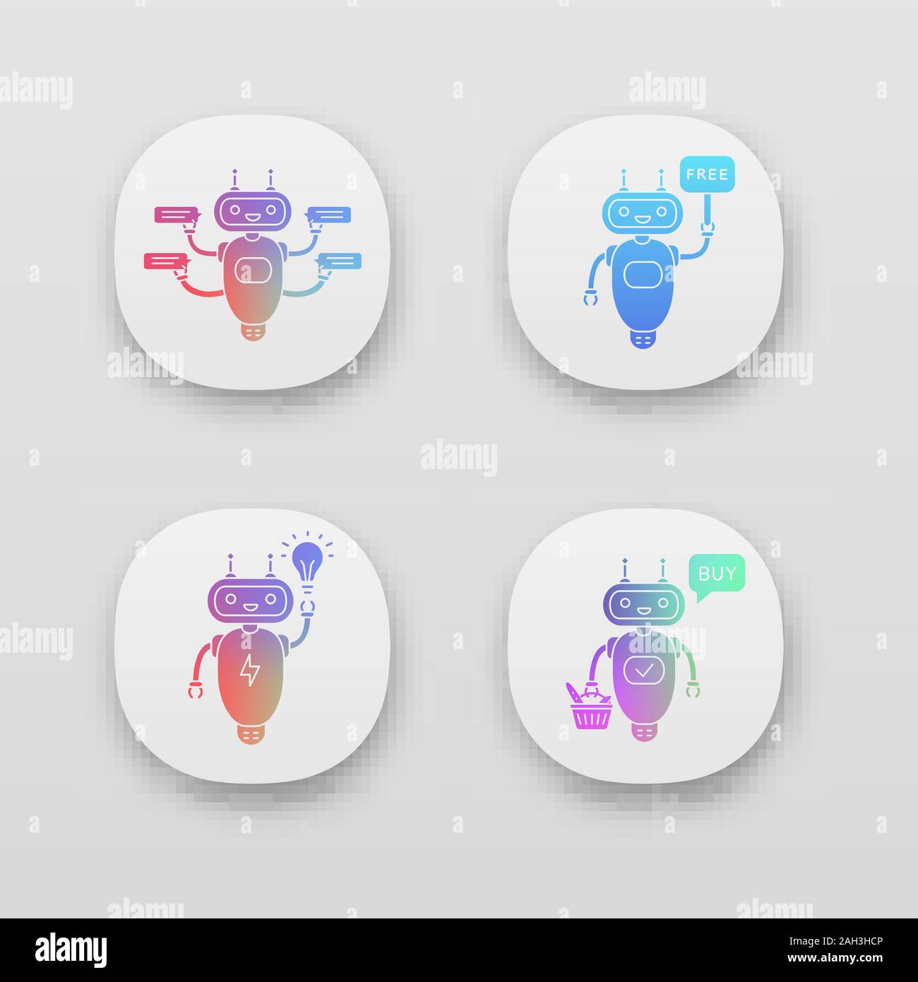 Chatbots App Icons Set Uiux User Interface Talkbots Virtual