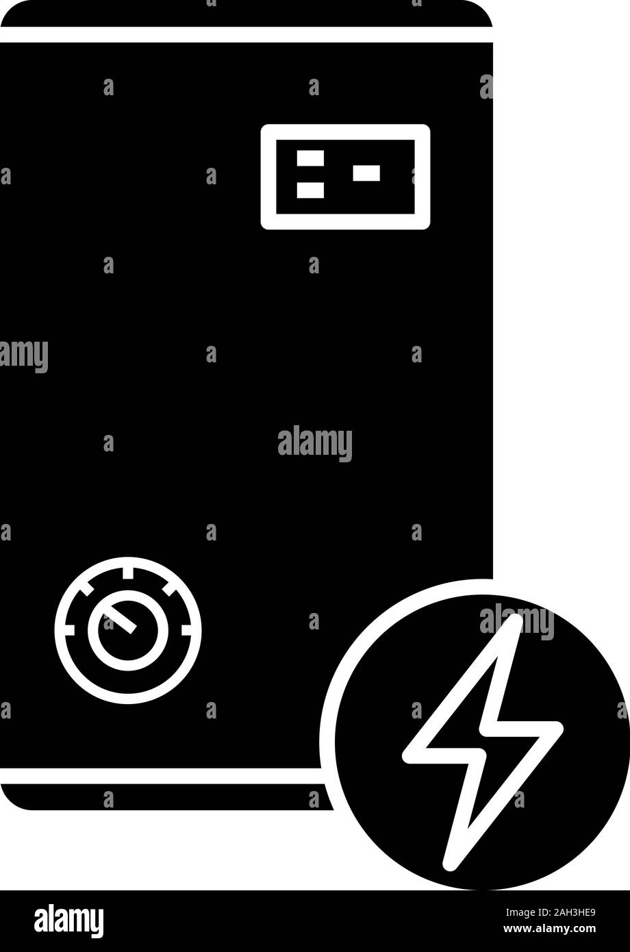 Electric heating boiler glyph icon. Silhouette symbol. House central ...