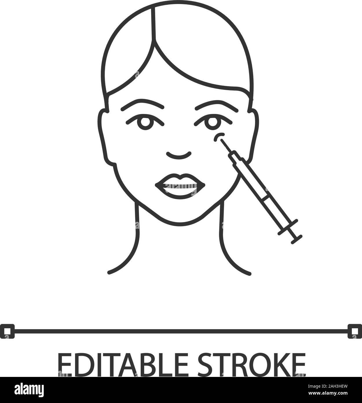 Crows feet neurotoxin injection linear icon. Eye area anti wrinkle ...