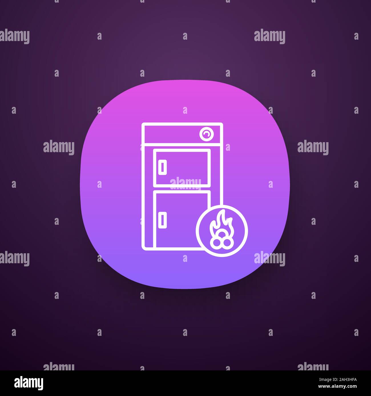 Solid fuel boiler app icon. House central heater. Firewood boiler ...