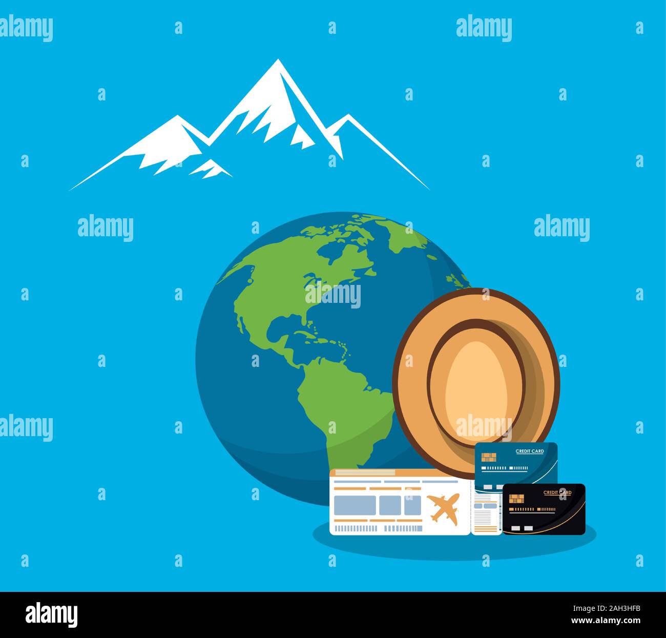 world travel scene with earth planet Stock Vector Image & Art - Alamy