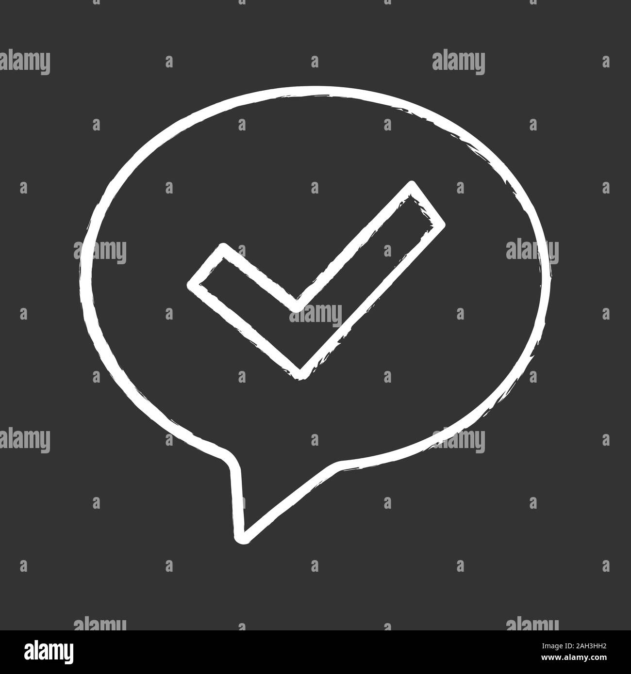 Approved chat chalk icon. SMS verification. Confirmation dialog ...