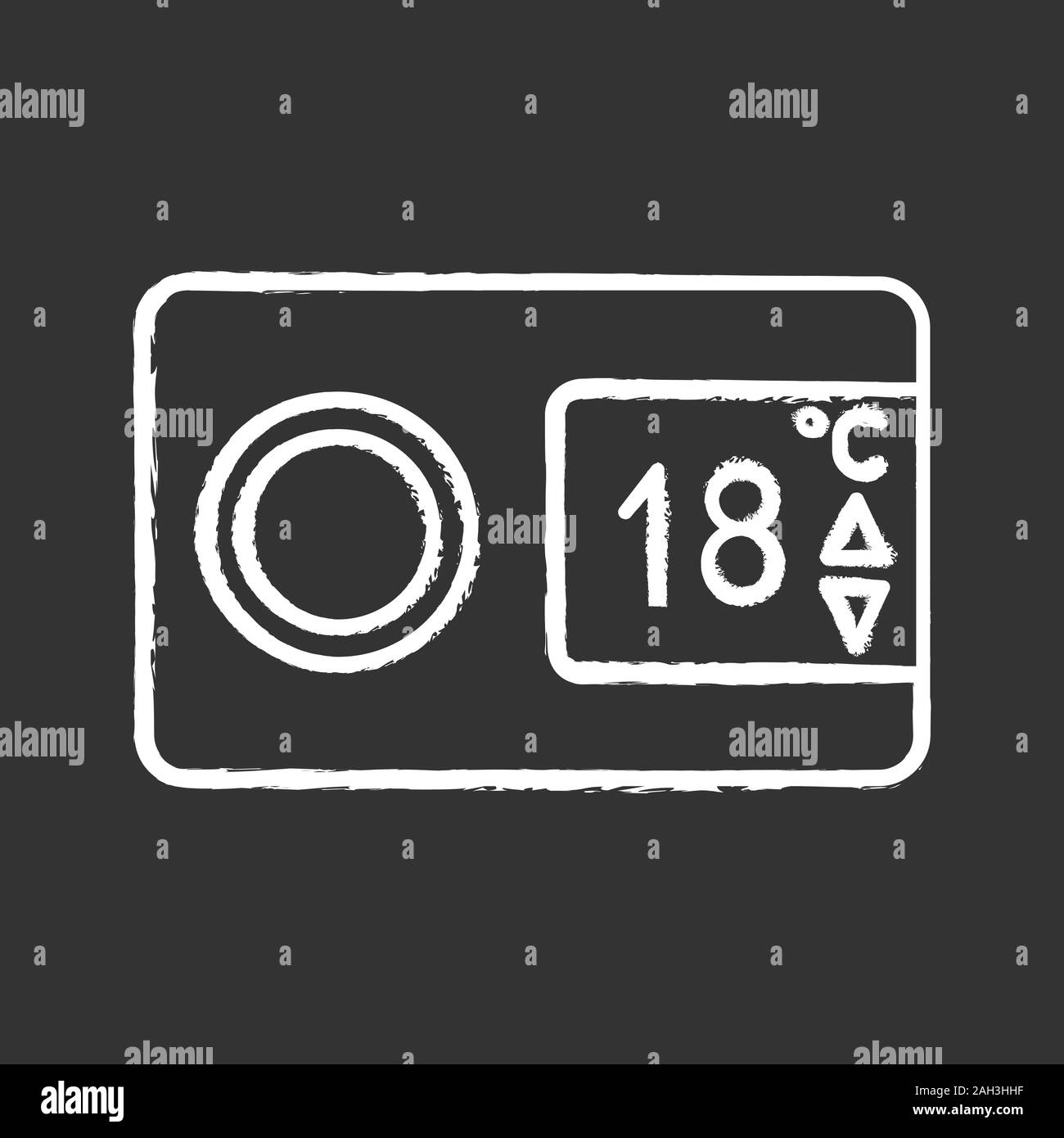 Digital thermostat chalk icon. Climate control display. Temperature ...