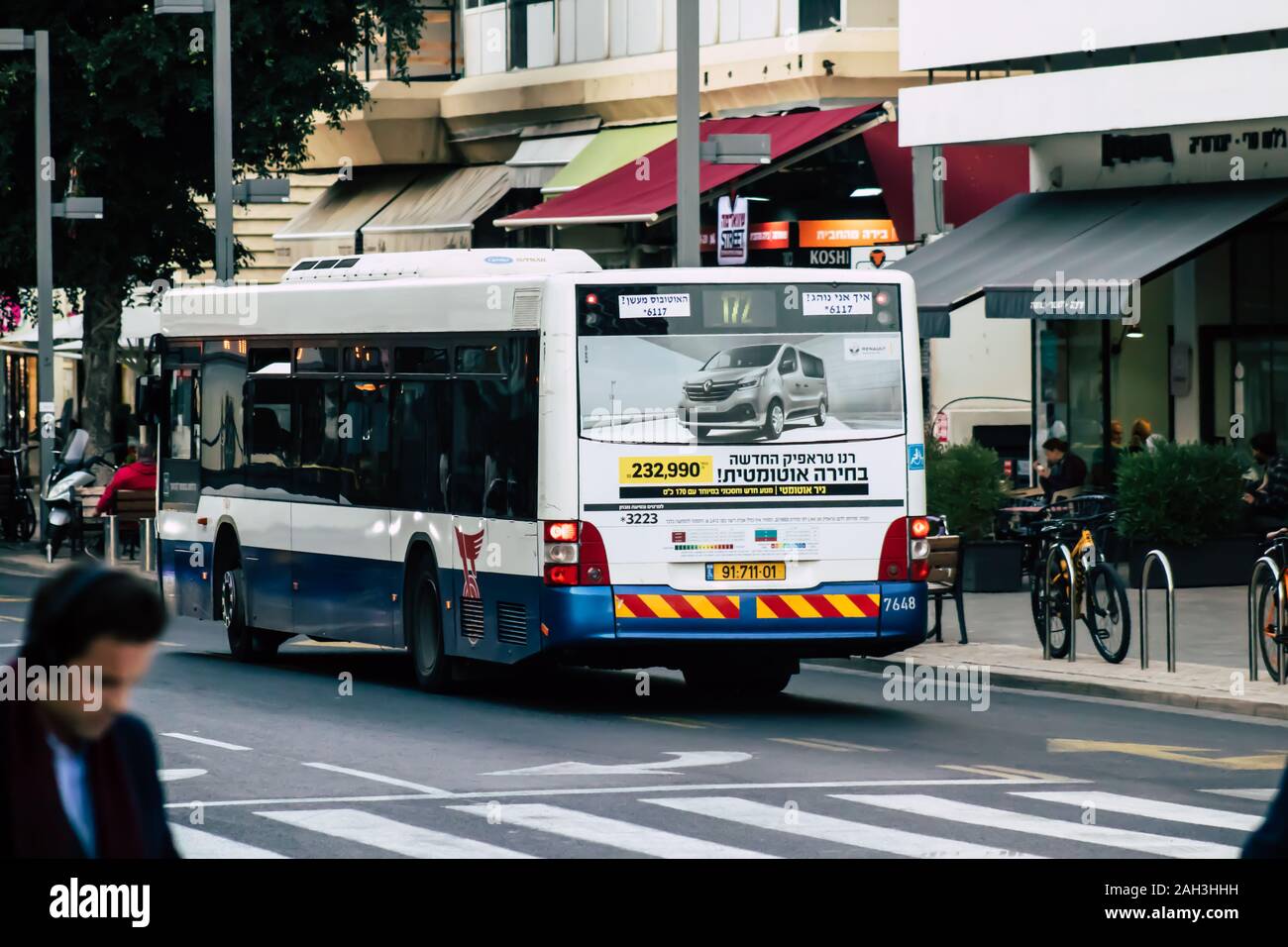 Tel Aviv Israel December 23, 2019 View of a traditional Israeli public ...