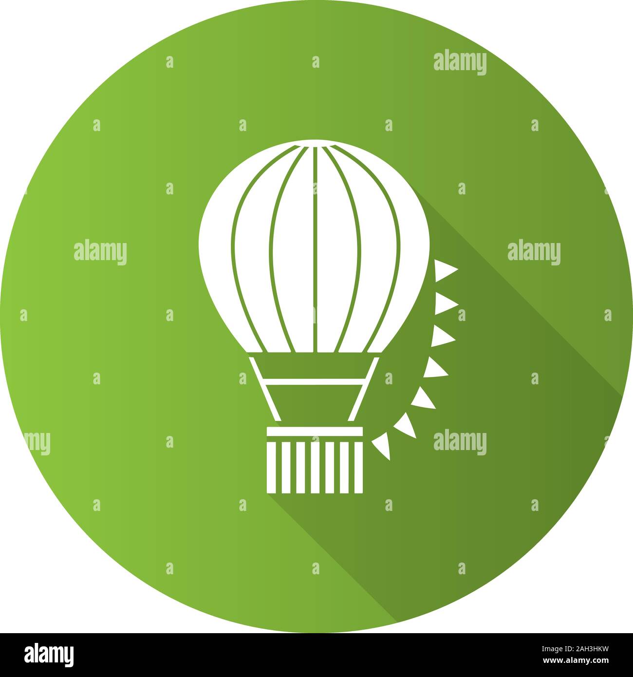 Hot air balloon festival flat design long shadow glyph icon. Aerostat ...