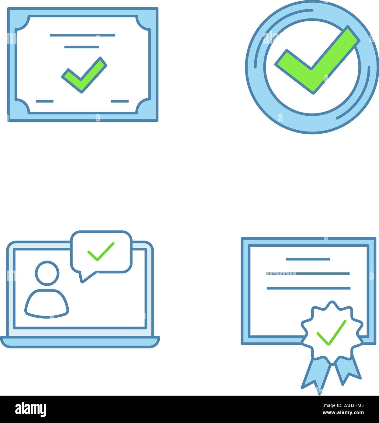 Approve color icons set. Verification and validation. Chat approved ...