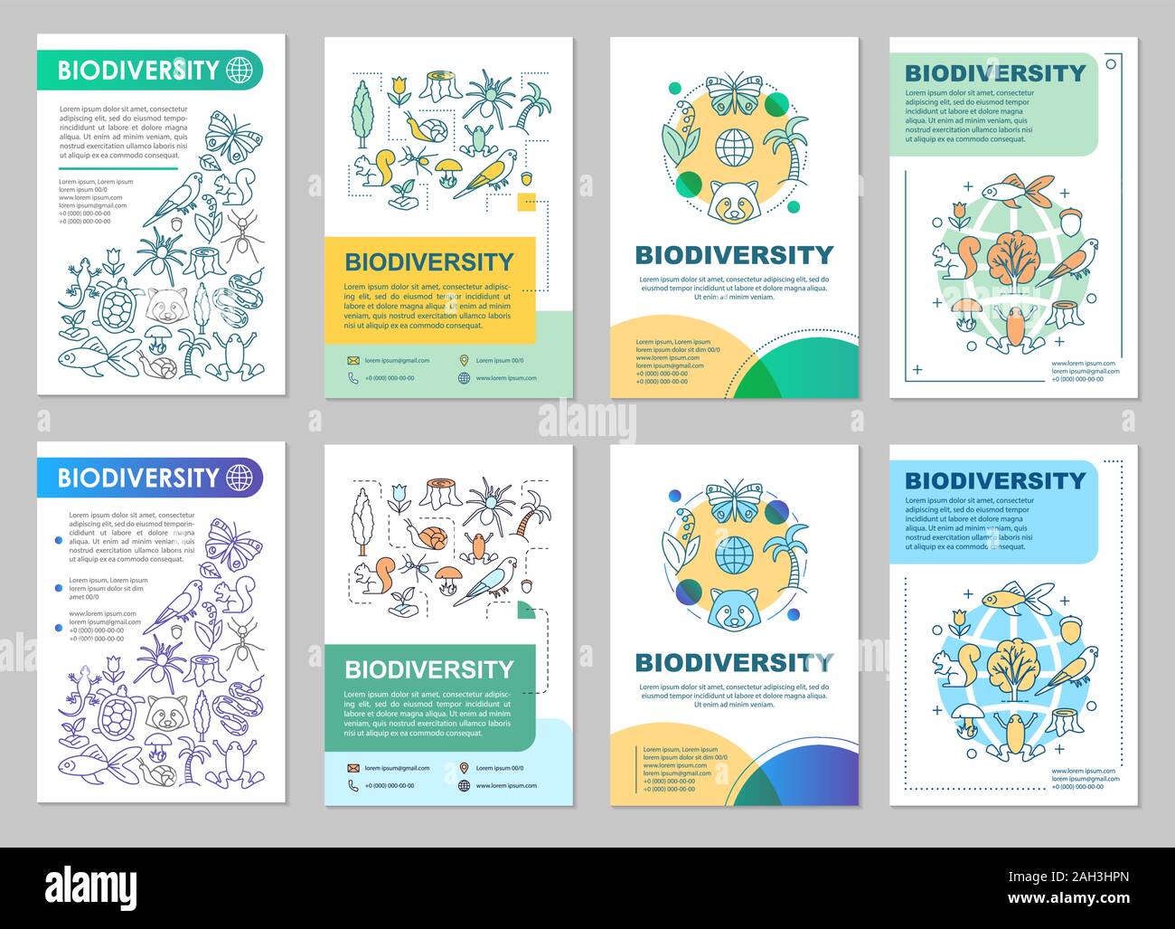 Biodiversity brochure template layout. Flora and fauna. Animals and ...