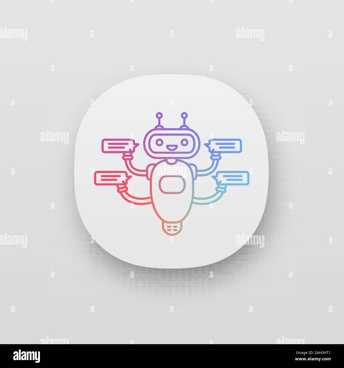 Chatbot With Four Speech Bubbles App Icon Uiux User Interface Talkbot Chatting To Several