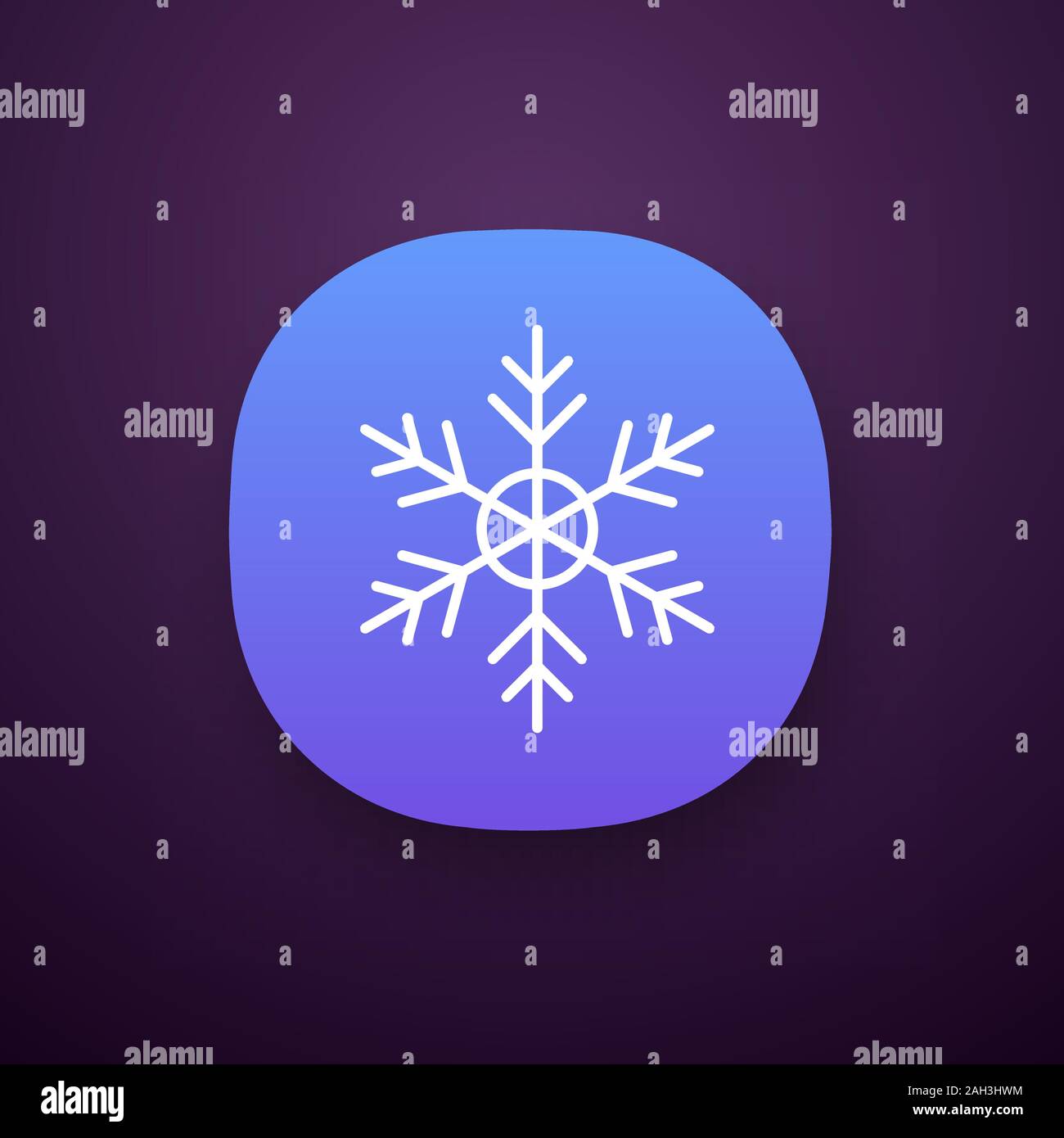 Snowflake app icon. UI/UX user interface. Frosty weather. Air cooling ...
