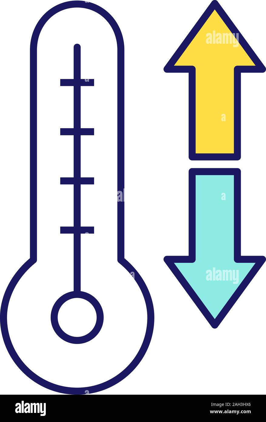 Climate control color icon. Temperature regulation. Thermometer with ...