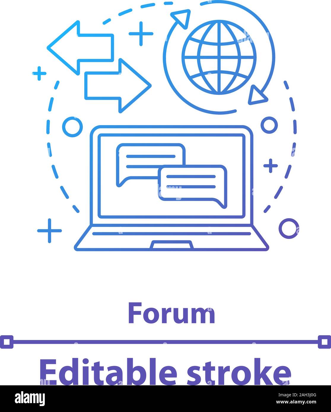 Forum concept icon. Social media. Online communication idea thin line ...