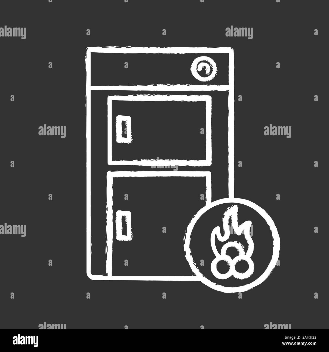 Solid fuel boiler chalk icon. House central heater. Firewood boiler ...