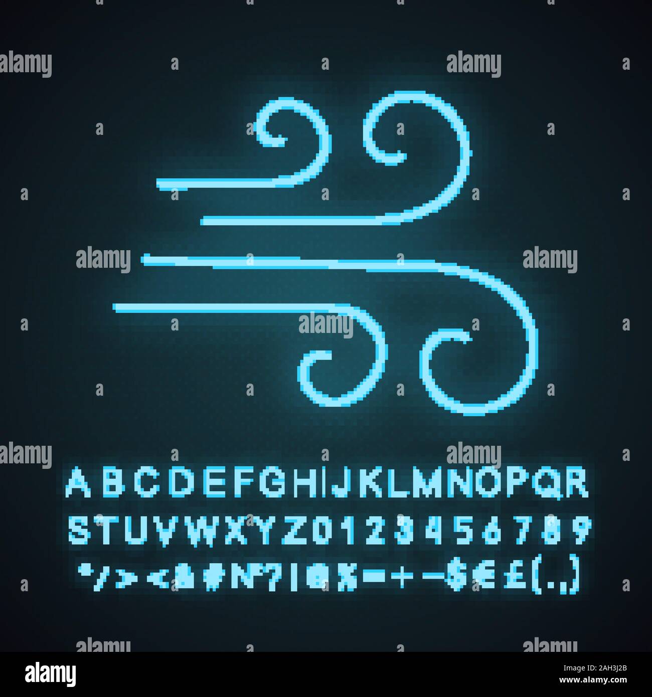 Airflow neon light icon. Wind. Windy weather. Air ventilation. Glowing ...