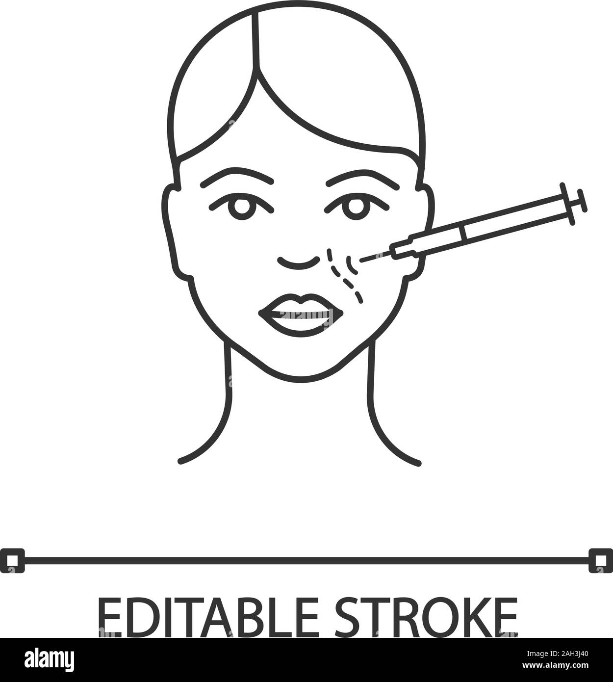 Nasolabial folds neurotoxin injection linear icon. Anti wrinkle ...