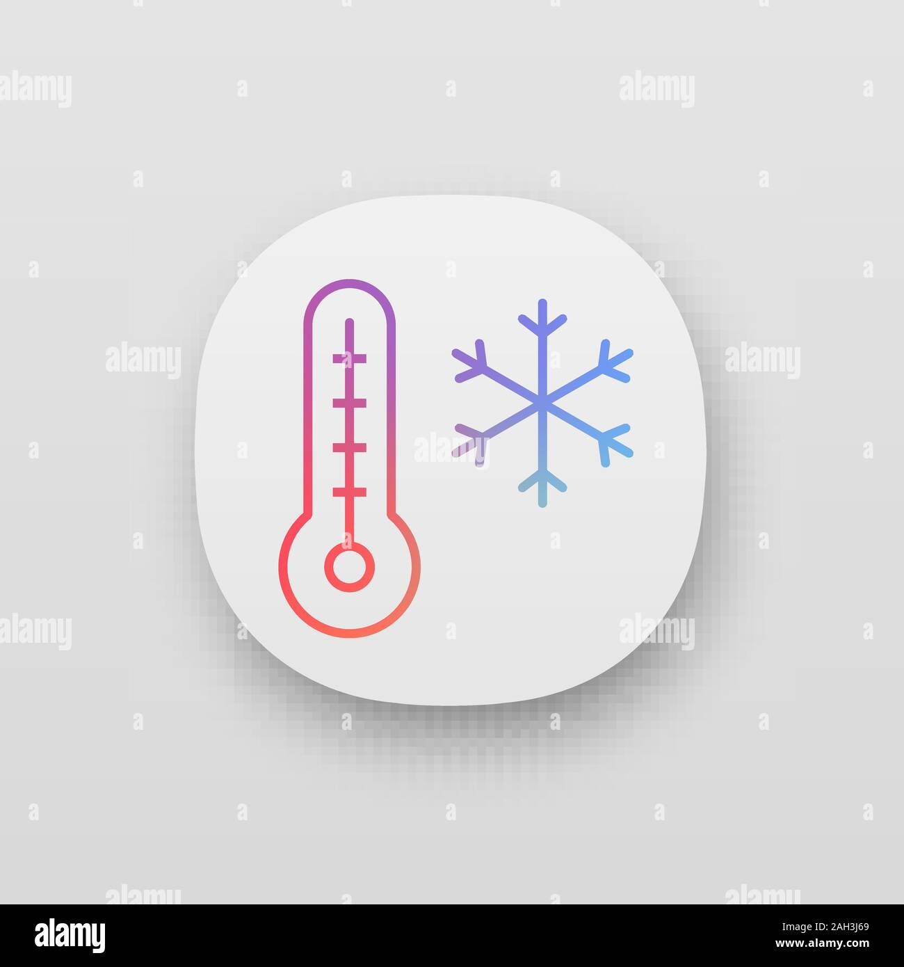 Winter temperature app icon. UI/UX user interface. Frosty and cold ...