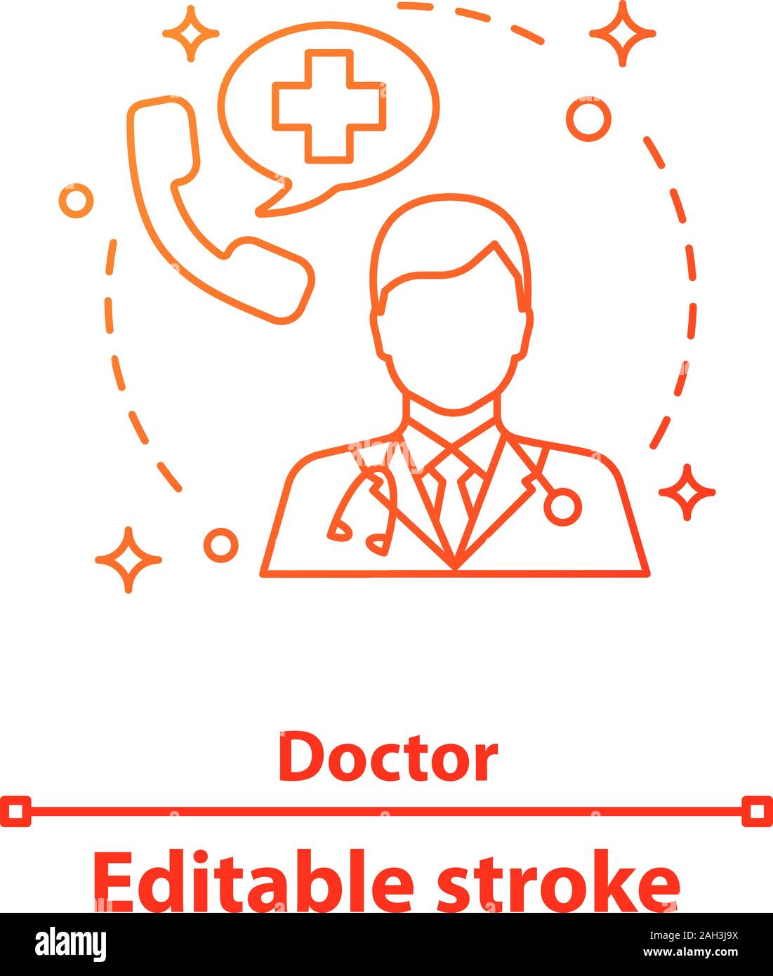 Doctor concept icon. General practitioner, therapist idea thin line ...