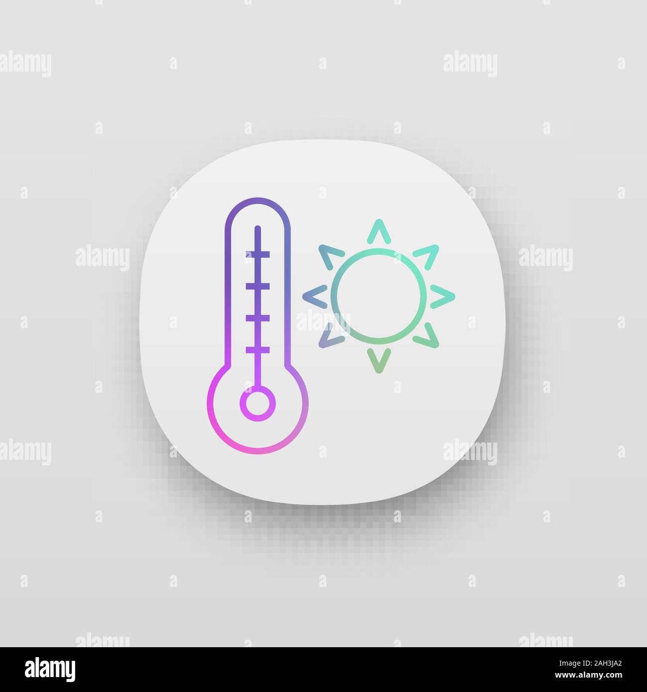 Summer temperature app icon. High temperature. Heater. Thermometer with ...