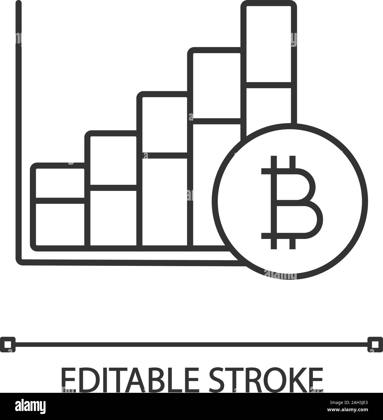 Bitcoin market growth chart linear icon. Cryptocurrency prices rising ...