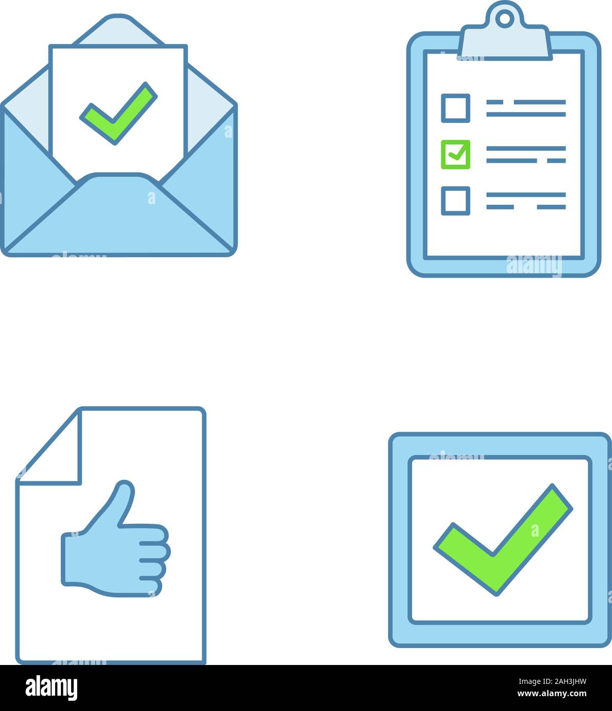 Approve color icons set. Verification and validation. Task planning, email confirmation ...