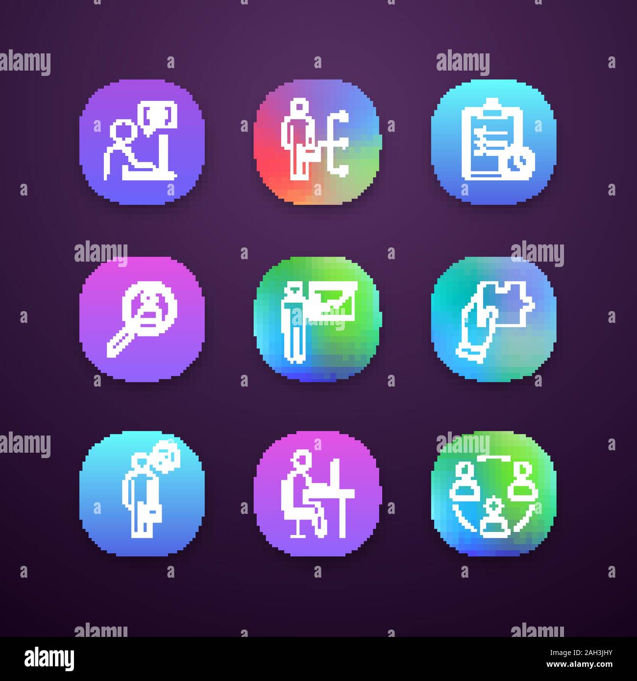 Business management app icons set. UI/UX interface. Technical chat ...