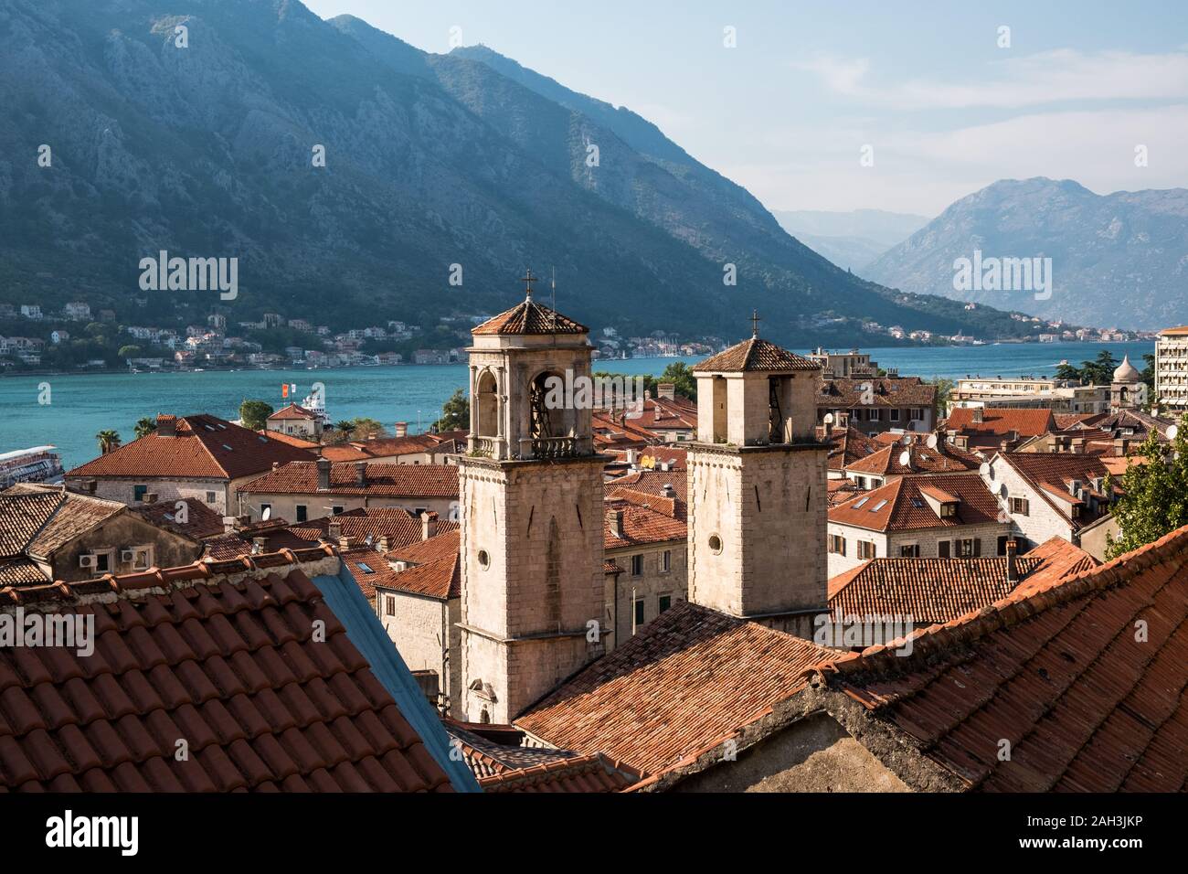 The old town-citadel of Kotor. Mediterranean style medieval ...