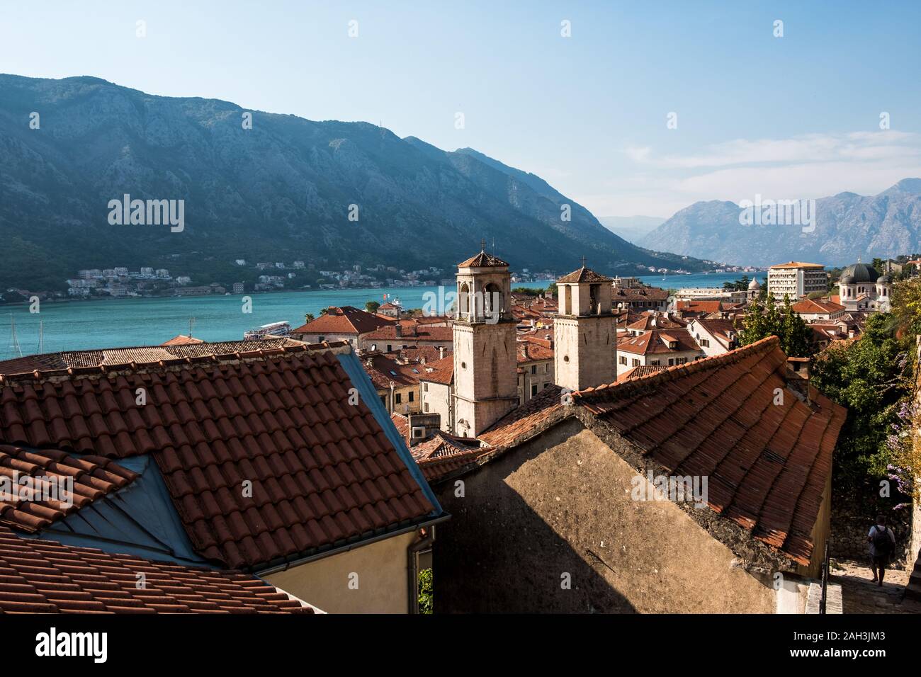 The old town-citadel of Kotor. Mediterranean style medieval ...