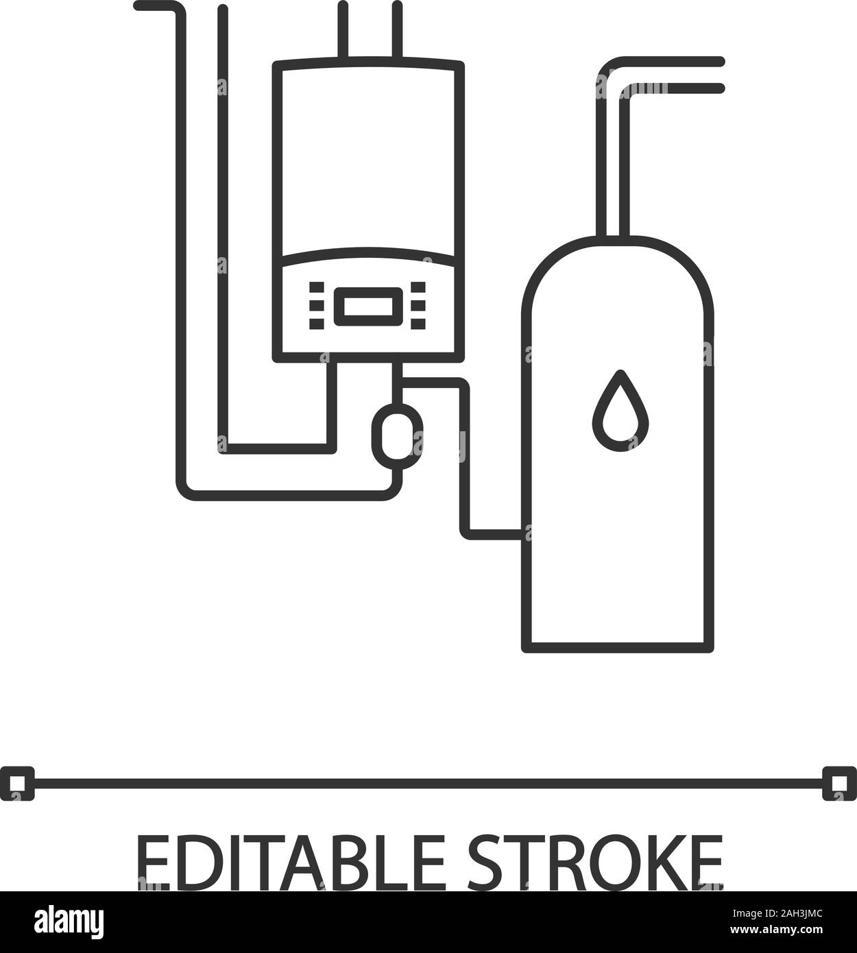 Boiler room linear icon. Workshops, stores, pavilions, salons heating ...