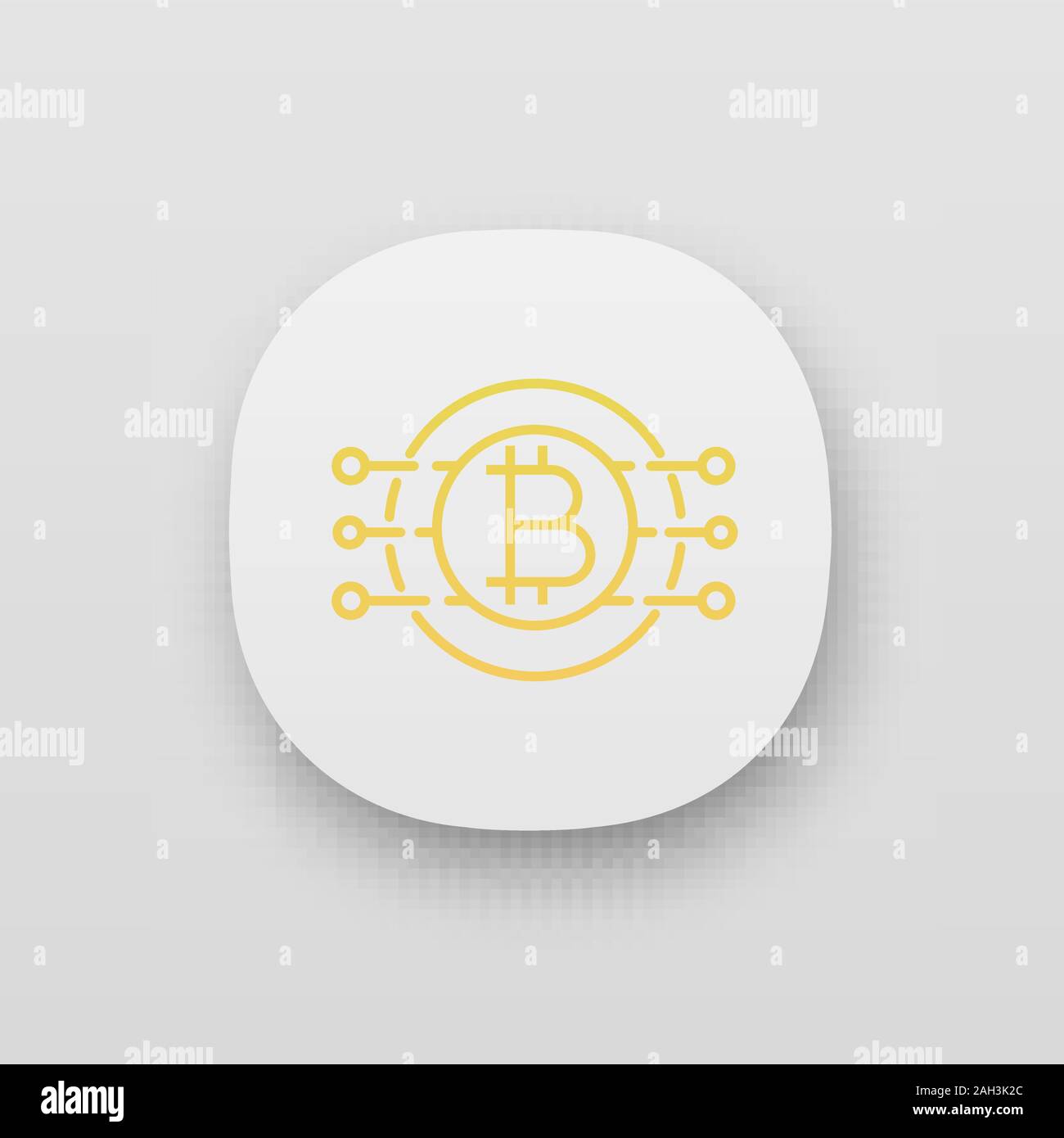 Bitcoin app icon. Virtual currency. Online banking. Bitcoin payment. Contour symbol. Microchip ...