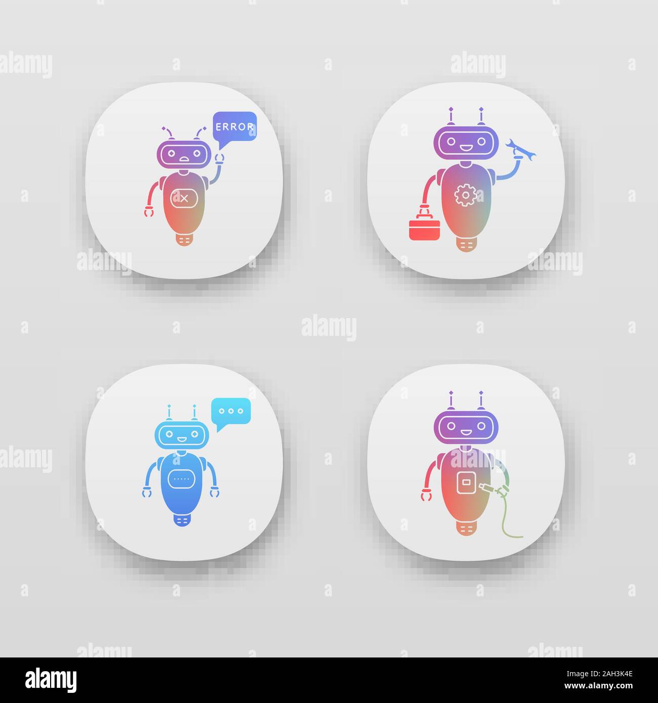 Chatbots App Icons Set Uiux User Interface Talkbots Virtual