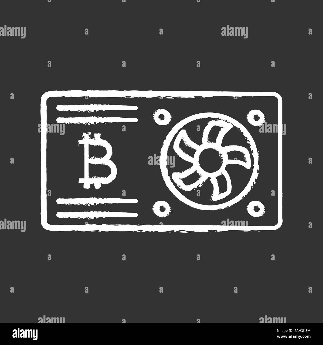 Bitcoin mining graphic card chalk icon. Video card for crypto business ...