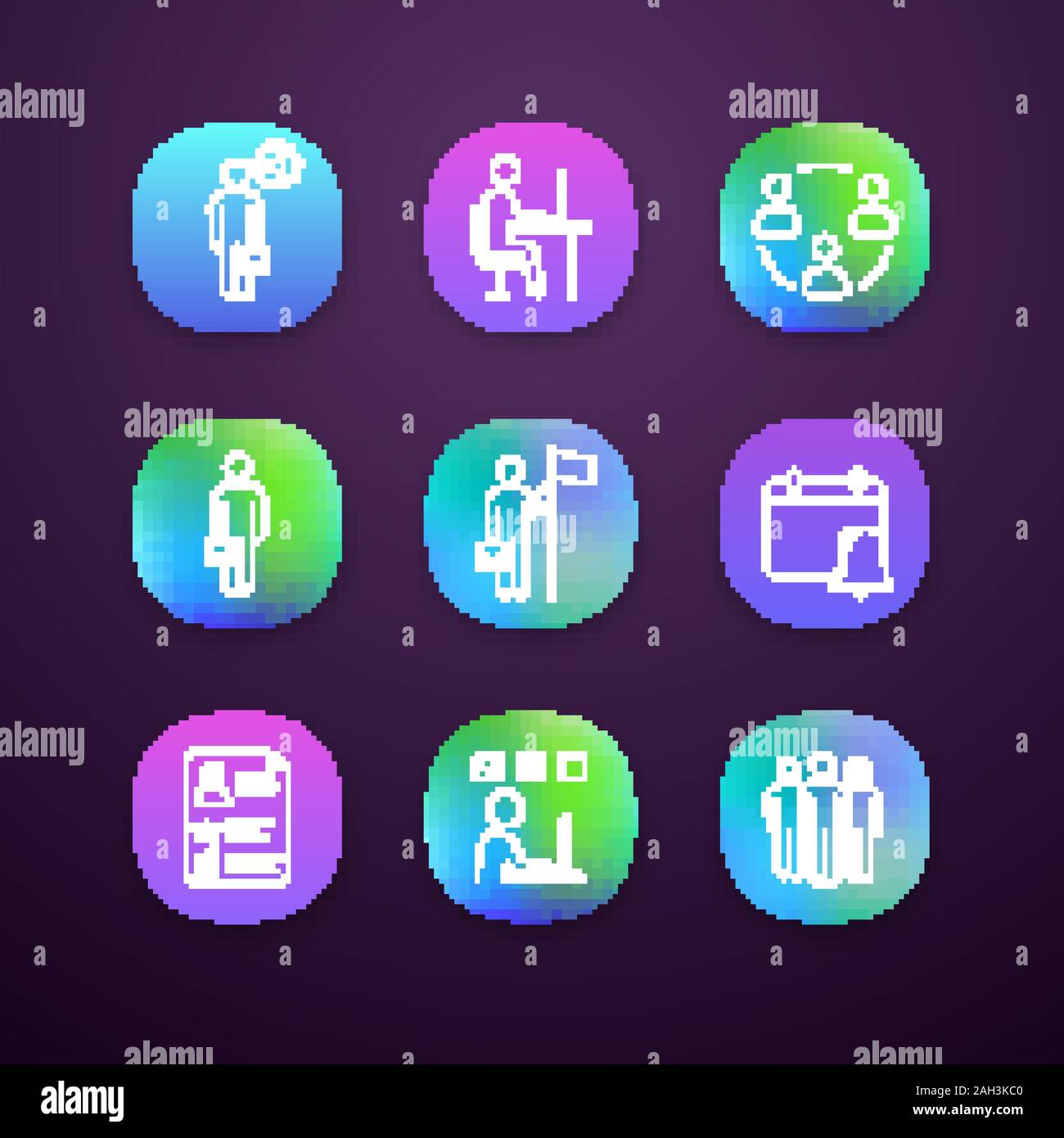 Business management app icons set. Manager, office, partnership ...