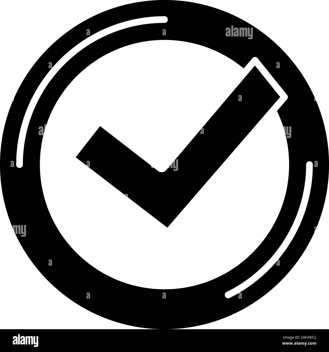 Checkmark glyph icon. Successfully tested. Tick mark. Silhouette symbol ...