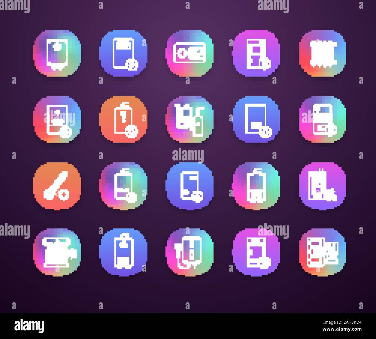 Heating app icons set. UI/UX user interface. Boilers, radiators ...