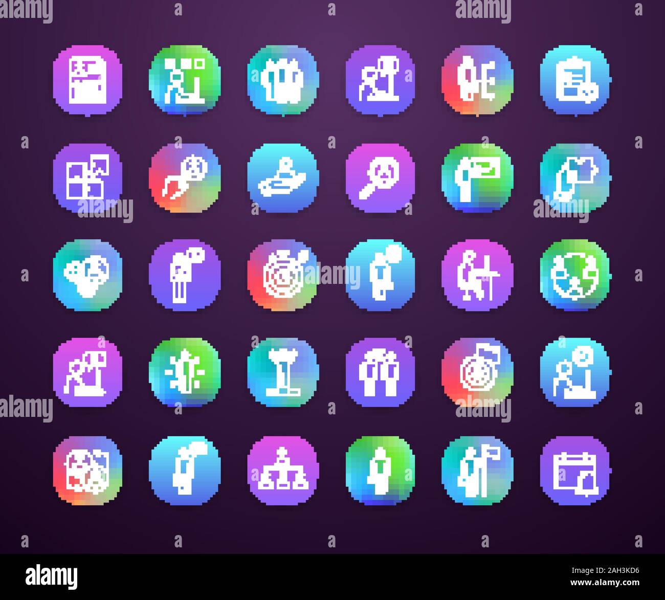 Business management app icons set. Headhunting and HR management ...